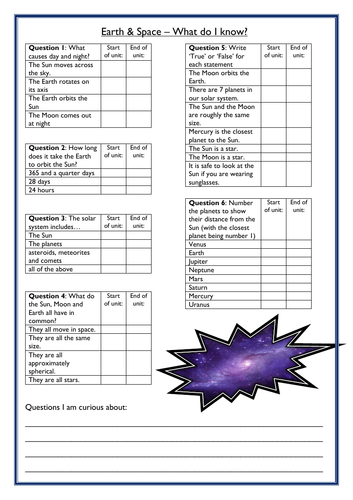 Year 5 Space Lesson 1 - Our Solar System (with pre-assessment ...