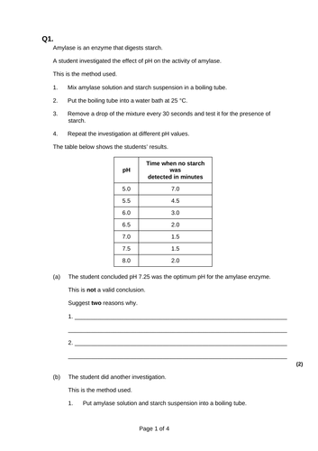 Effect of pH on Amylase Activity Required Practical | Teaching Resources