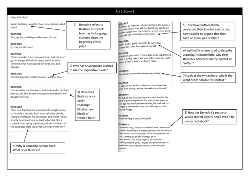 Much Ado About Nothing- Key Scenes and Guided Questions | Teaching ...