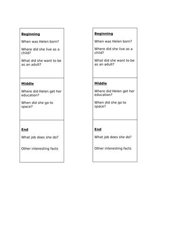 UKS2 (Y5 / Y6) Helen Sharman Biography two week writing unit (T4W ...