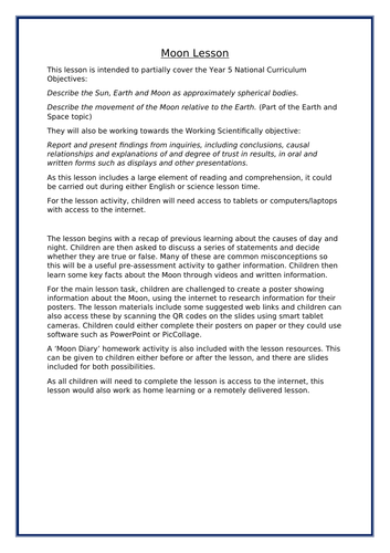 Year 5 Space Lesson 5 - The Moon | Teaching Resources