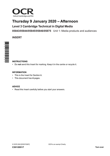 OCR Cambridge Technicals- Digital Media- Unit 1: Media Products and ...