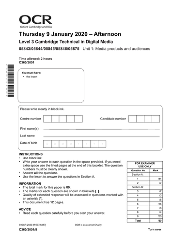 OCR Cambridge Technicals- Digital Media- Unit 1: Media Products and ...