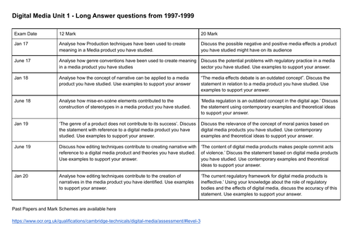 OCR Cambridge Technicals- Digital Media- Unit 1: Media Products and Audiences | Teaching Resources