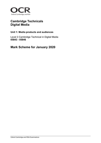 OCR Cambridge Technicals- Digital Media- Unit 1: Media Products and Audiences | Teaching Resources