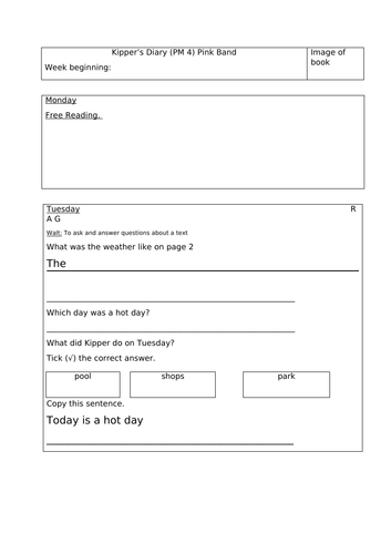 Oxford Reading Tree - Kipper's Diary PM 4 Pink Level | Teaching Resources