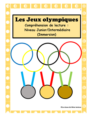 Les Jeux Olympiques/The Olympic Games French Comprehension | Teaching ...