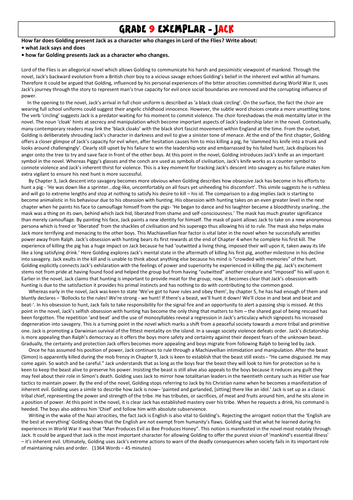 Grade 9 Lord of the Flies response on Jack | Teaching Resources