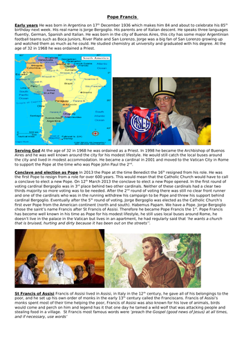 Pope Francis KS3 Catholic church | Teaching Resources