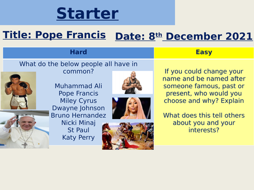 Pope Francis KS3 Catholic church | Teaching Resources