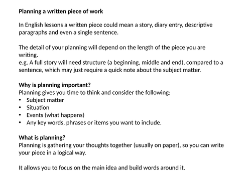Planning Support For Creative Writing | Teaching Resources