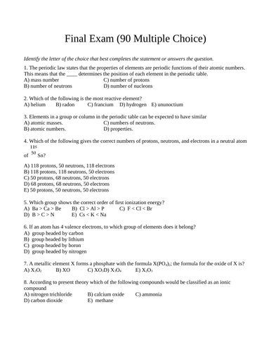 4 FINAL EXAMS WITH ANSWERS 11 Chemistry, 12 Chemistry, 11 Physics & 10 ...