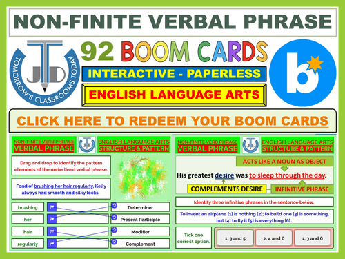 NON-FINITE VERBAL PHRASE - 92 BOOM CARDS | Teaching Resources