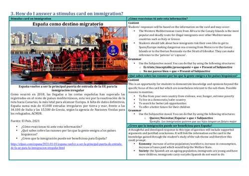 Spanish A Level: Immigration/Inmigración | Teaching Resources