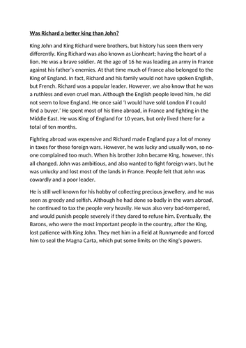 How 'bad' was King John? SOW | Teaching Resources