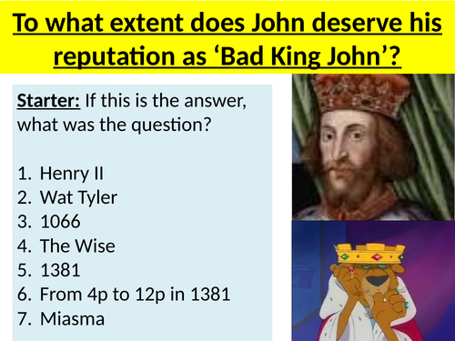 How 'bad' was King John? SOW | Teaching Resources