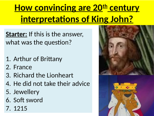 How 'bad' was King John? SOW | Teaching Resources