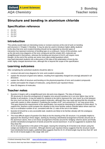 A Level Chemistry Bonding | Teaching Resources