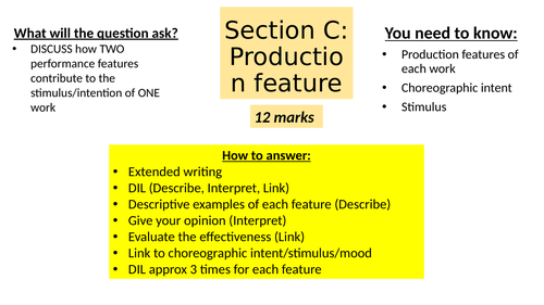 Section C structure exam long answer tips GCSE Dance all works ...