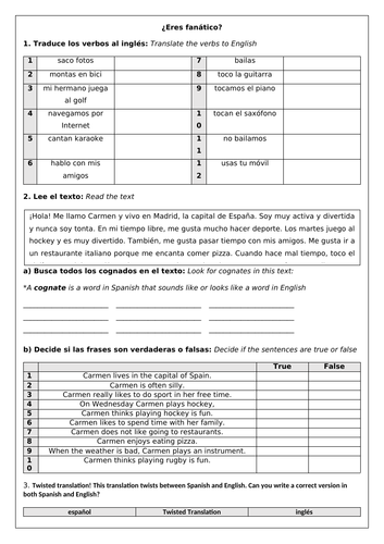 Viva 1 Hobbies & Free time - Mi tiempo libre (9 Worksheets) Spanish KS3 ...