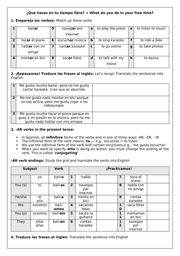 Viva 1 Hobbies & Free time - Mi tiempo libre (9 Worksheets) Spanish KS3 ...