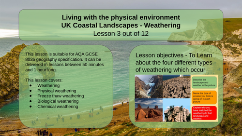 AQA Geography GCSE - Coastal Landscapes - Coastal Weathering | Teaching ...