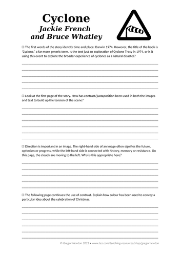 Cyclone - Jackie French / Bruce Whatley - Worksheets | Teaching Resources