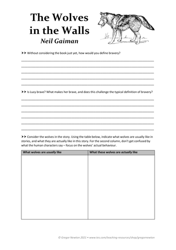 Wolves in the Walls - Neil Gaiman - Worksheet | Teaching Resources