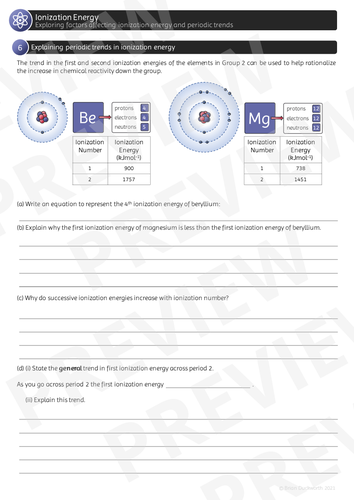 Ionisation Energy [Worksheet/Question Pack] | Teaching Resources