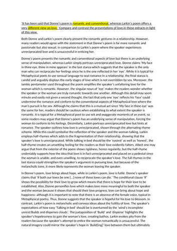 AQA A Level English Literature A Unseen Poetry Exemplar Essays ...