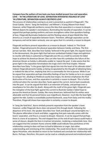 AQA A Level English Literature The Great Gatsby and Pre-1900 Poetry ...