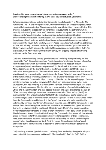 AQA A Level English Literature A The Handmaid's Tale and Feminine ...