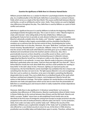 AQA A Level English Literature A A Streetcar Named Desire Exemplar ...