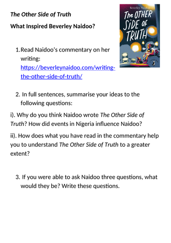 'The Other Side of Truth' - Scheme of Work | Teaching Resources