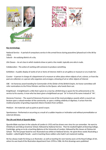 Comprehension - The Life and Work of Quentin Blake KS3 + KS4 | Teaching ...