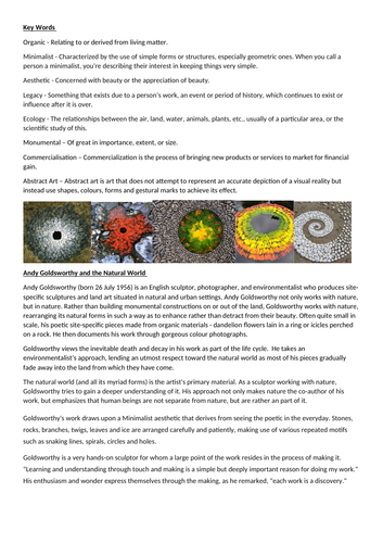 The Life and Work of Andy Goldsworthy KS4 +KS5 | Teaching Resources