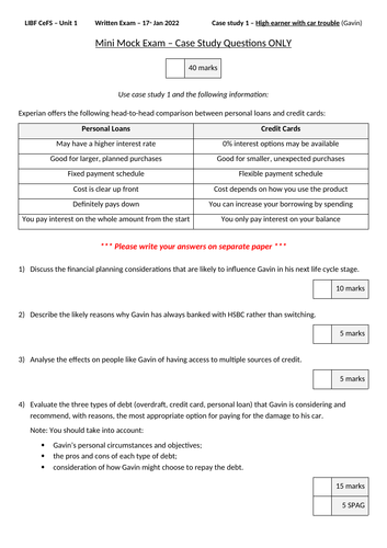 LIBF CeFS U1 Exam Jan 2022: CS1 - Mock Exam PREP BUNDLE | Teaching ...