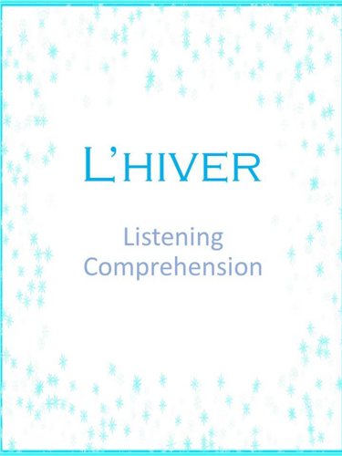 L'hiver - French Winter Listening Comprehension Activities | Teaching ...