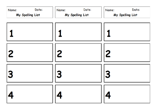 Spelling Templates for Homework | Teaching Resources