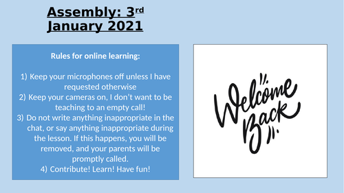 Welcome back assembly | Teaching Resources