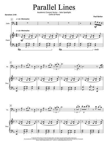 Parallel Lines [Cello & Piano] | Teaching Resources