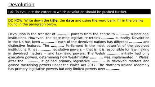 Devolution | Teaching Resources
