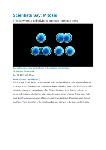 GCSE Science B2 cell division AQA powerpoints and exam questions ...
