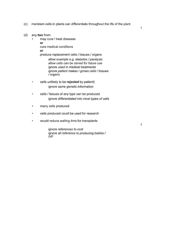 GCSE Science B2 cell division AQA powerpoints and exam questions ...