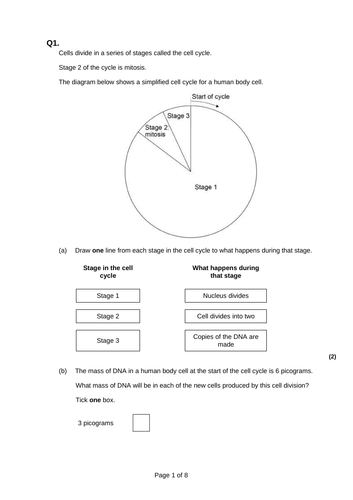 GCSE Science B2 cell division AQA powerpoints and exam questions ...