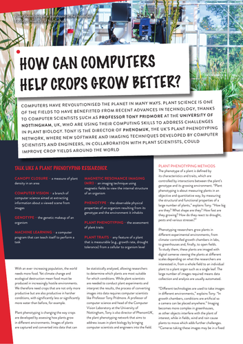 How can computers help crops grow better? | Teaching Resources