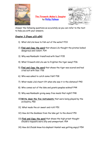 The Firework-Maker's Daughter Comprehension [Chapter 3] | Teaching ...