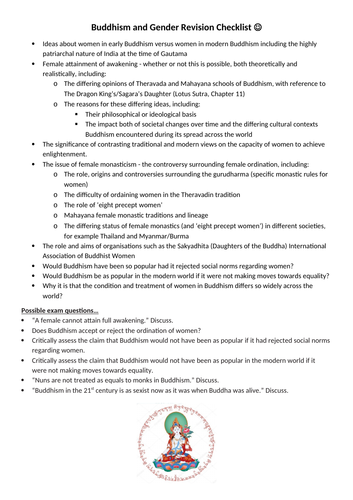 OCR A2 Buddhism and Gender | Teaching Resources