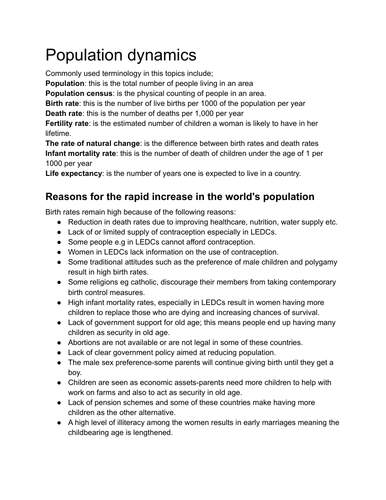 Population Dynamics | Teaching Resources