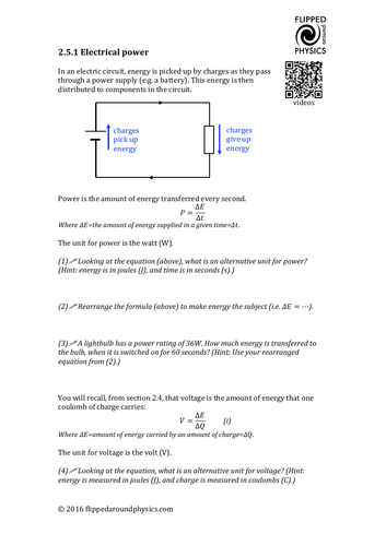 Electrical power | Teaching Resources
